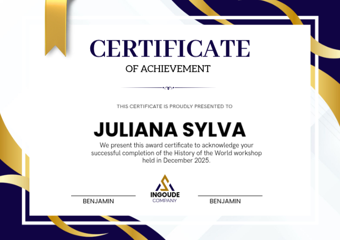 Gold and Navy Modern Achievement Certificate A4 (Landscape) Template ...
