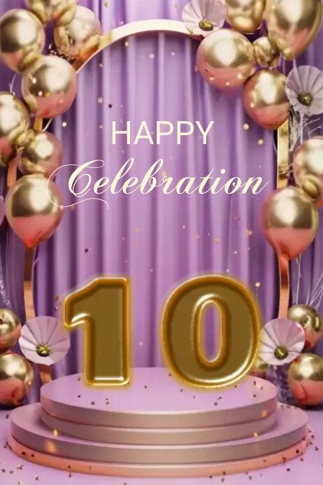 Gold and purple celebration stage template | PosterMyWall