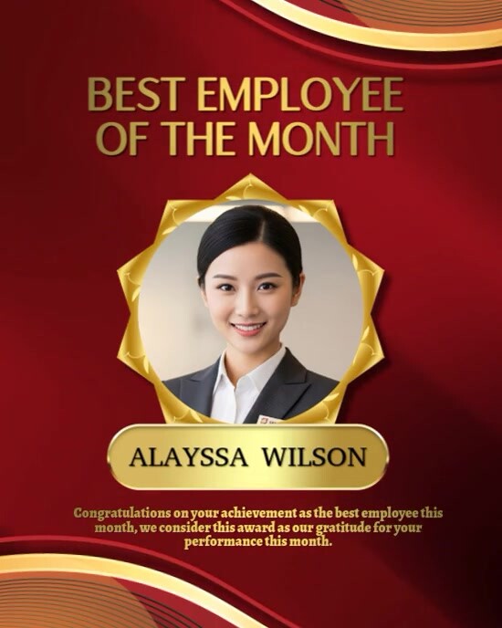 Copy of Gold and Red Best Employee Video Template | PosterMyWall