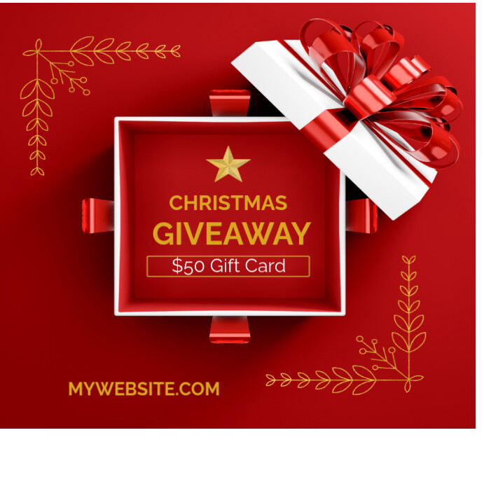 Gold and Red Christmas Giveaway Social Media Post Templat | PosterMyWall