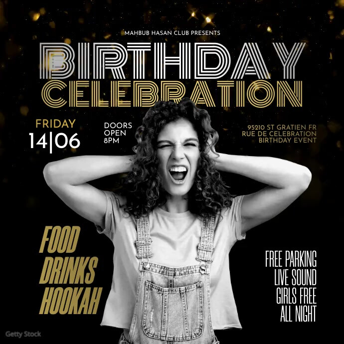 Gold Bithday Celebration Party Event Flyer Template | PosterMyWall