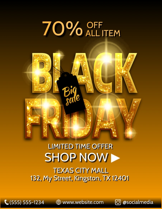 Gold Black Friday Sale Flyer Template | PosterMyWall