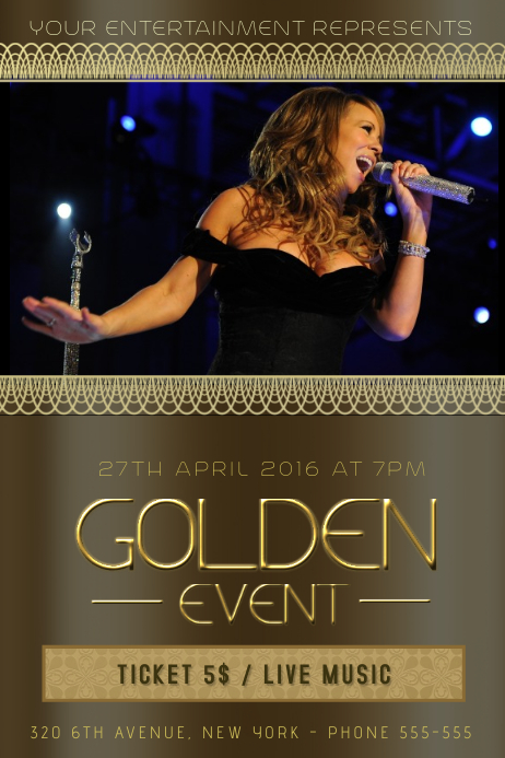 Copy of gold black luxury concert event band flyer template | PosterMyWall