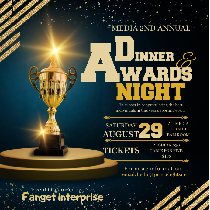 Copy of Gold black modern dinner awards night | PosterMyWall