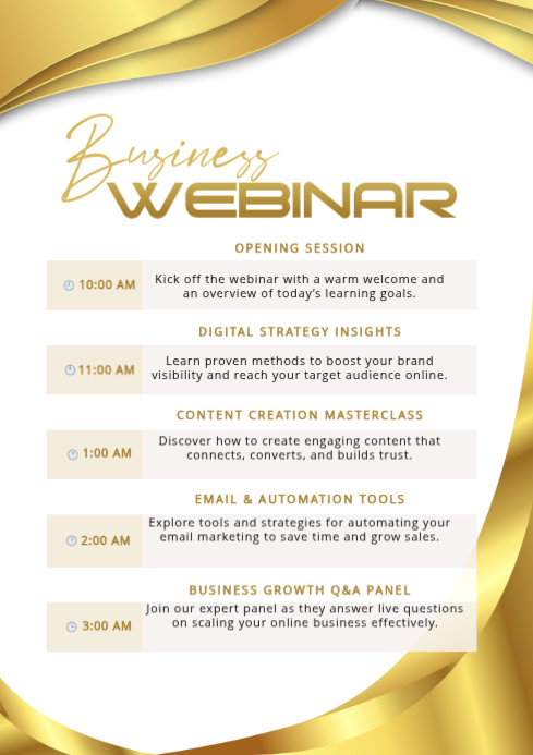 Gold Business Webinar Template | PosterMyWall