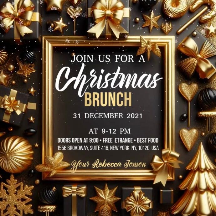 Gold Christmas Menu Square (1:1) Template | PosterMyWall