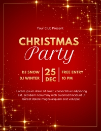 Christmas Party Red Gold Flyer Template | PosterMyWall