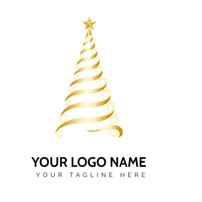 Gold Christmas tree illustration Template | PosterMyWall