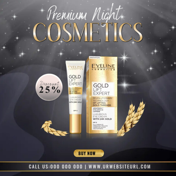 Gold Cosmetics Ads Template | PosterMyWall