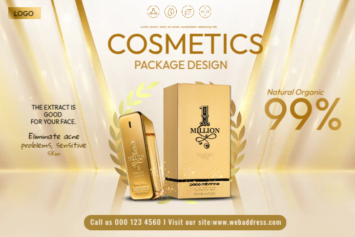 Gold Cosmetics Banner Template | PosterMyWall