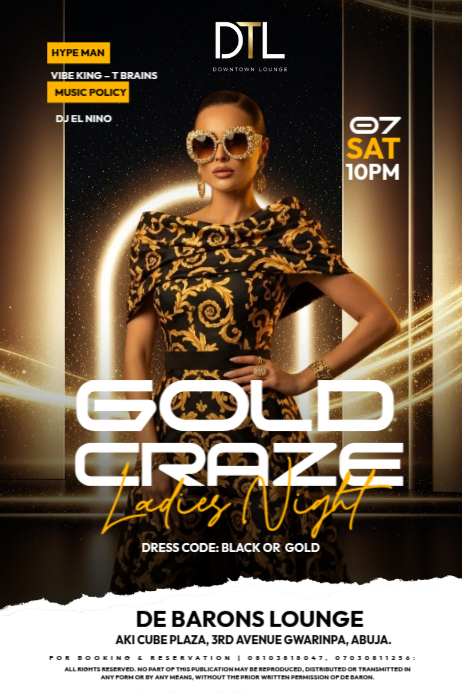 Gold Craze Ladies Night Template | PosterMyWall