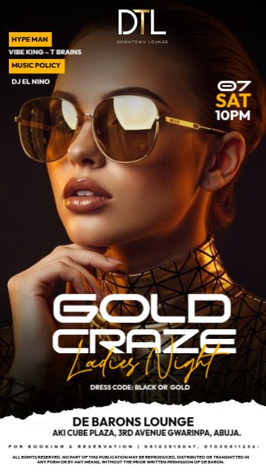 Gold Craze Ladies Night Template | PosterMyWall
