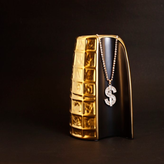 Gold dollar symbol chain jewelry necklace Template | PosterMyWall