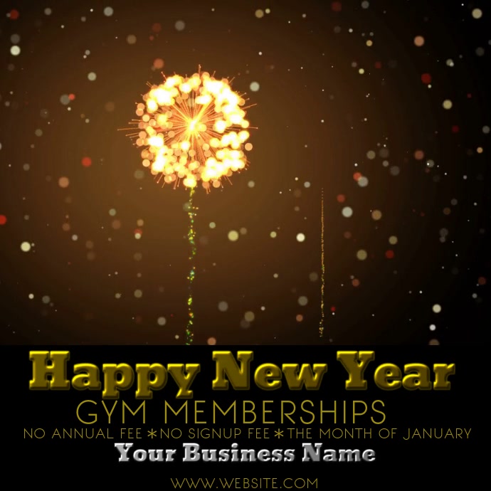 Gold Fireworks Video Square Membership Ad Template | PosterMyWall