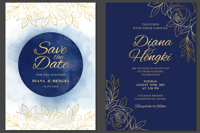 Gold Floral Wedding Template | PosterMyWall