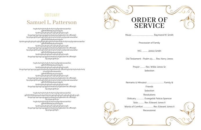 Gold Frame Obituary Inside Template | PosterMyWall