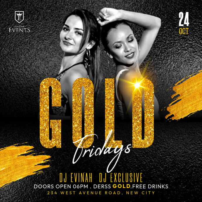 Copy of Gold friday party invitation Instagram post flyer template ...