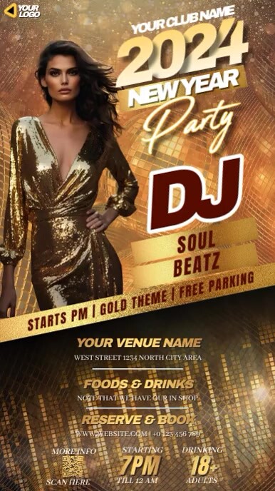 gold glitter party night Template | PosterMyWall