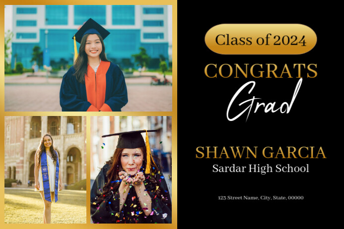 Gold Graduation Yard Sign Template | PosterMyWall