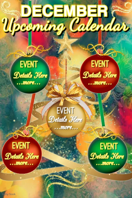 Gold/Green List-Based December Calendar Poster Template | PosterMyWall