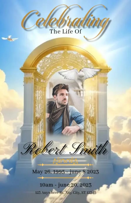 Copy of Gold Heaven funeral program template | PosterMyWall