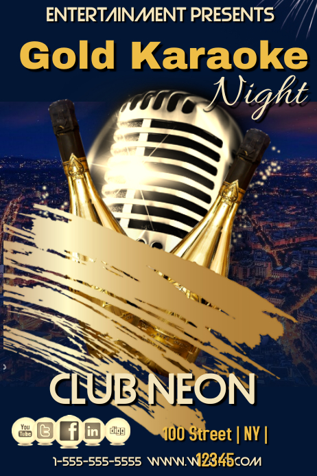Gold Karaoke Night Template | PosterMyWall