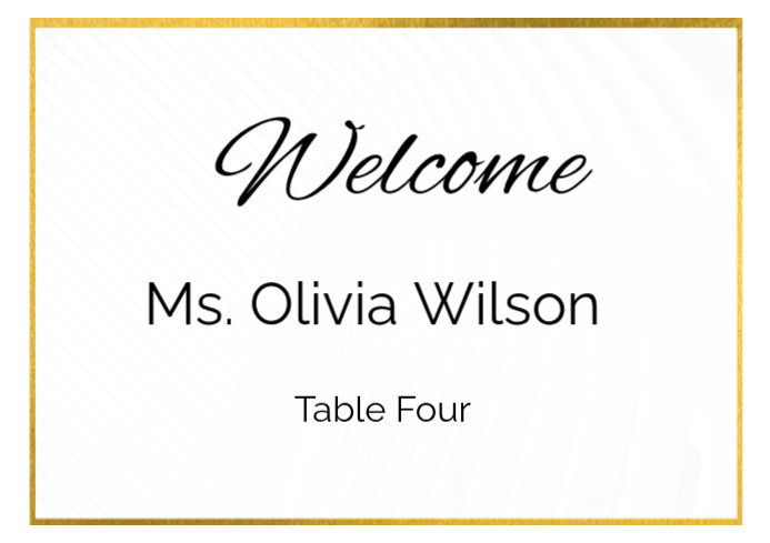 Gold Leaf Border Welcome Wedding Place Card Template | PosterMyWall