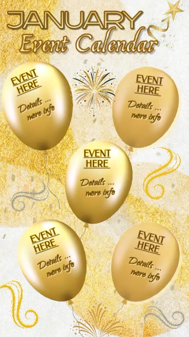 Gold List-Based January Calendar IG Reel Template | PosterMyWall