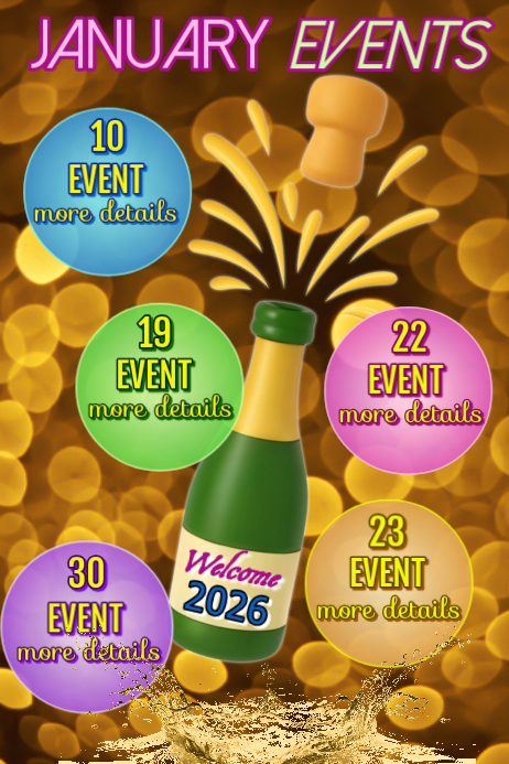 Gold List-Based January Events Poster Template | PosterMyWall