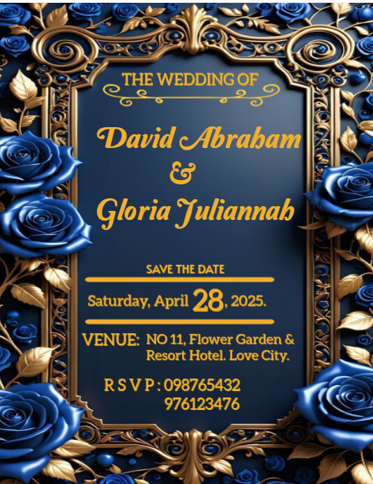 Gold Maximalist Wedding Invitation Card Flyer (us Letter) Template ...