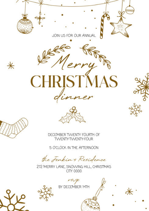 Gold Modern Christmas Party Invitation Template | PosterMyWall