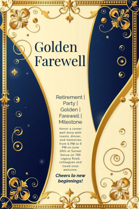 Gold Navy Golden Farewell Poster Design Template | PosterMyWall