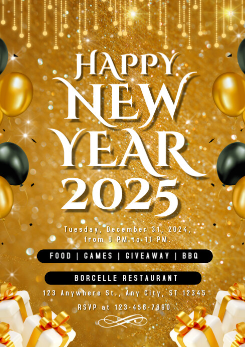 gold new year 2024 ig post Template | PosterMyWall