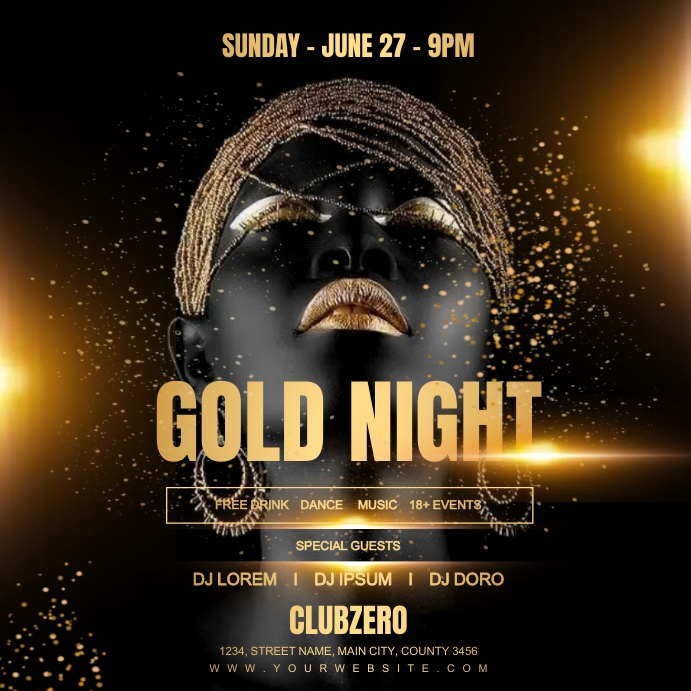 Modèle GOLD NIGHT | PosterMyWall