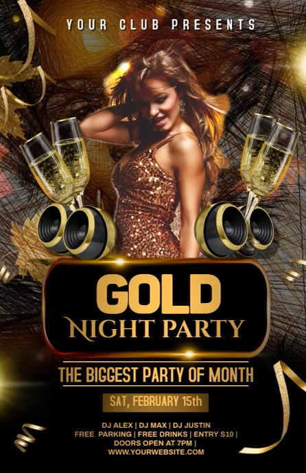 GOLD NIGHT PARTY Template | PosterMyWall