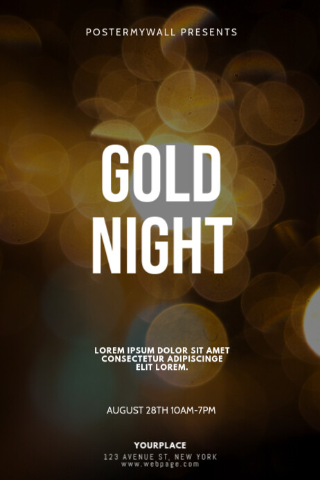 Gold Night Vip Glam Event Flyer Template | PosterMyWall