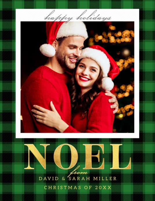 Gold Noel Christmas Happy Holidays Card | PosterMyWall