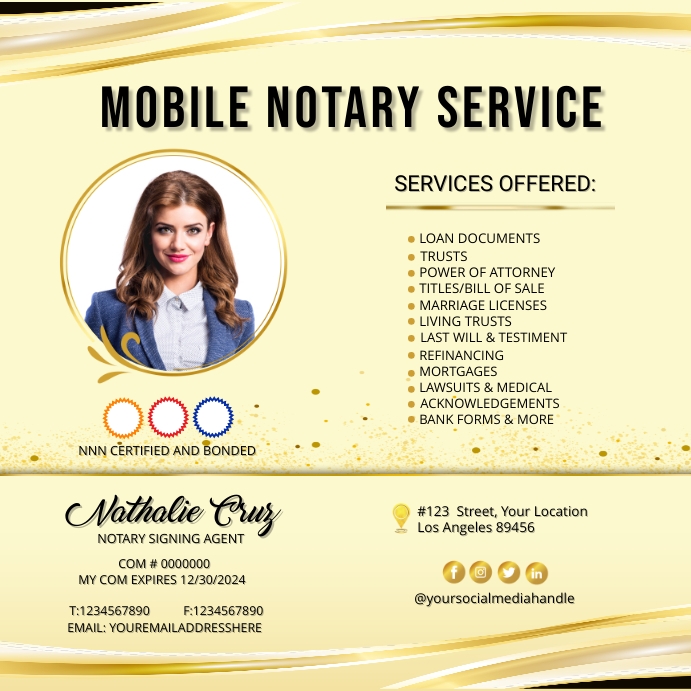Gold Notary Services Instagram Post Template | PosterMyWall
