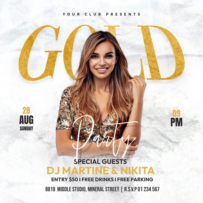 Gold Party Ads Template | PosterMyWall
