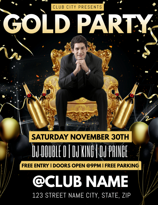 Copy of GOLD PARTY CLUB FLYER TEMPLATE | PosterMyWall