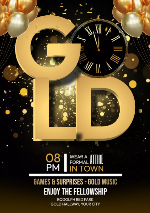Gold Party Flyer Template | PosterMyWall