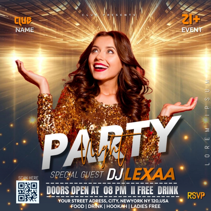 Gold Party Night Template | PosterMyWall