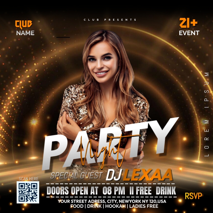 Gold Party Night Template | PosterMyWall