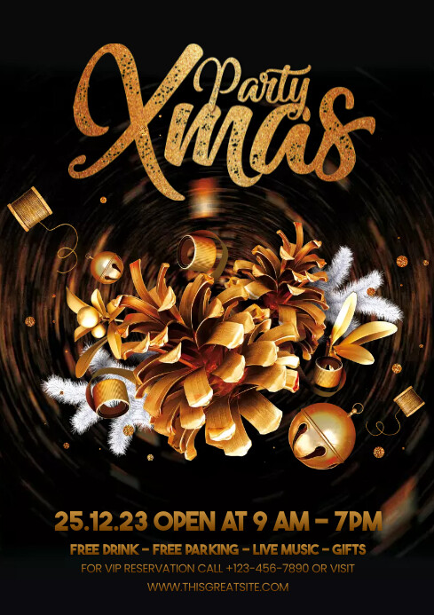 Gold Party Xmas Premium Template | PosterMyWall