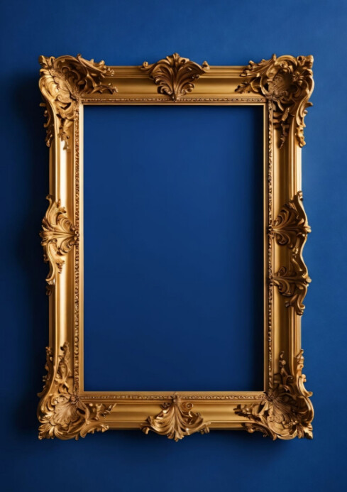 Gold photo portrait with royal blue background template | PosterMyWall