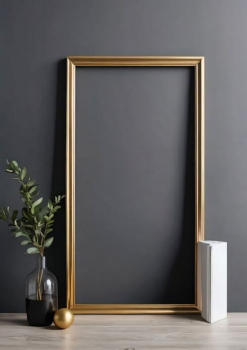 GOLD picture frame with floral decoration Template | PosterMyWall