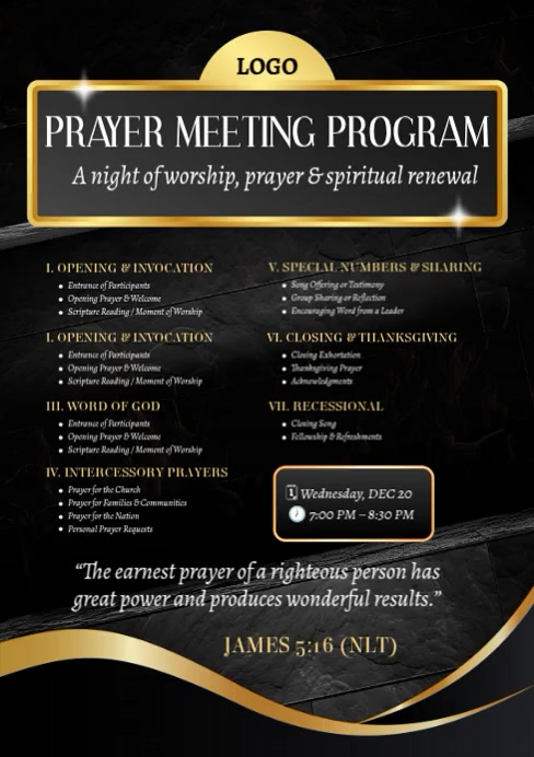 Gold Prayer Meeting Program Template | PosterMyWall