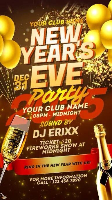 Gold Red Joyful New Year's Eve Party Instagram Reel Template | PosterMyWall
