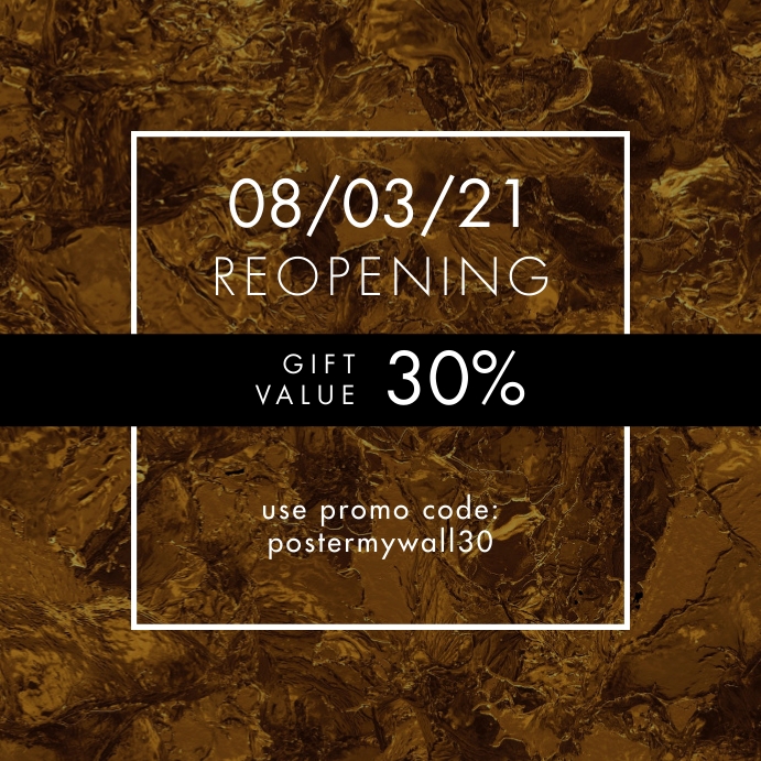Gold Reopening Instagram Promo Banner Template | PosterMyWall
