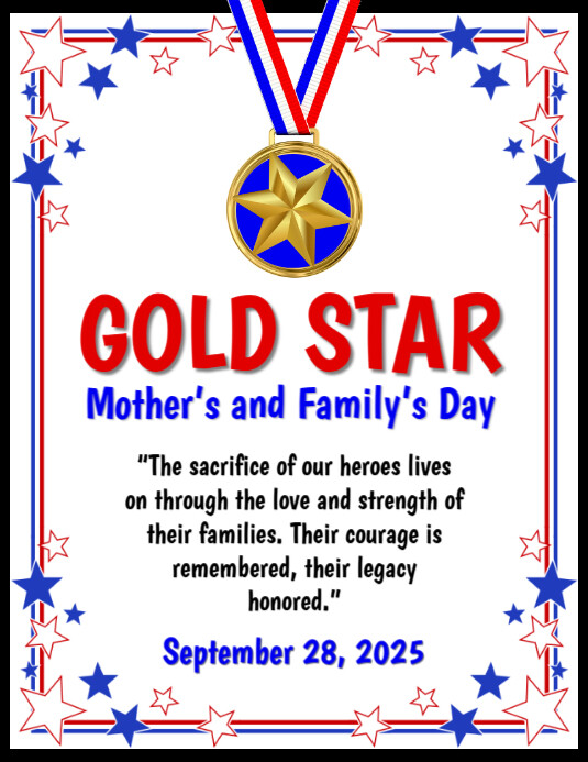 Gold Star Mother’s and Family Day Template | PosterMyWall
